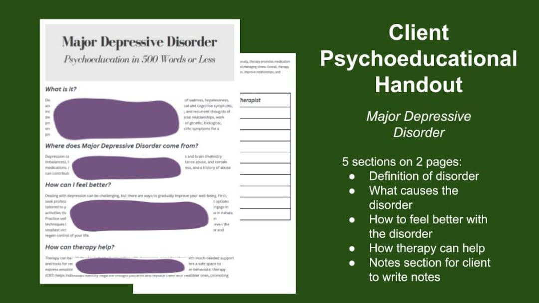 Major Depressive Disorder Psychoeducational Handout - Etsy