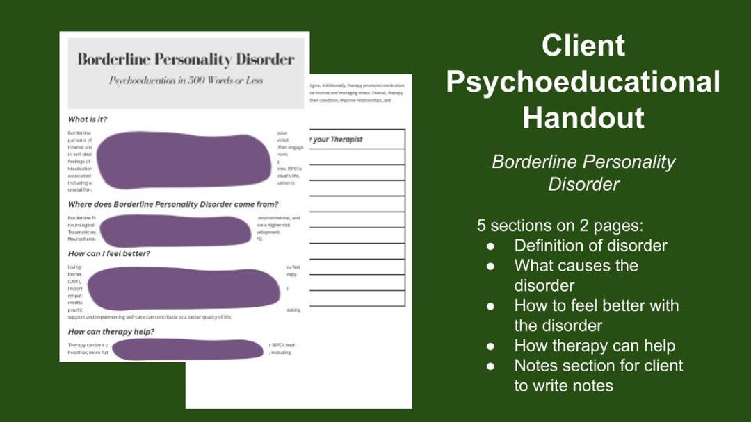 Borderline Personality Disorder Psychoeducational Client Handout - Etsy