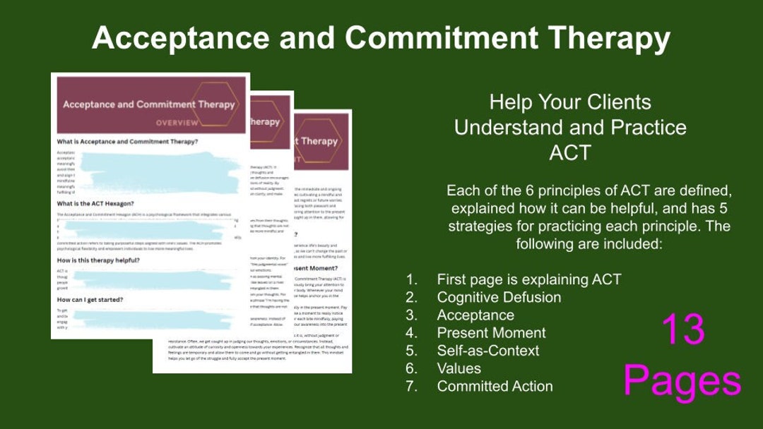 Acceptance and Commitment Therapy (ACT) Client Handouts - Etsy