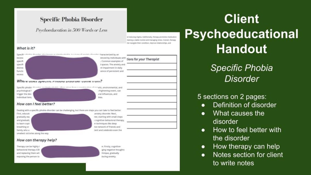 Specific Phobia Disorder Psychoeducational Handout - Etsy