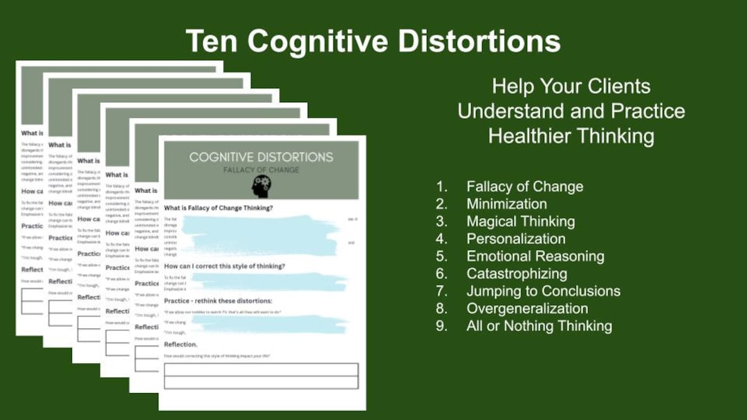 Ten Cognitive Distortions - Client Handouts and Worksheets - Etsy
