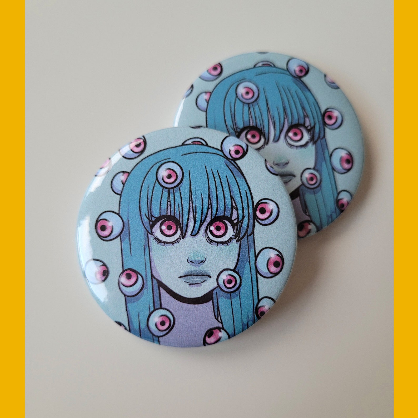 Pink Eyes Sticker Badge Eye Series - Etsy