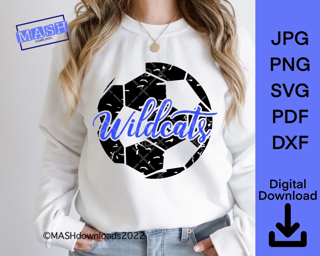 Wildcat Distressed Soccerball SVG, School Spirit Png, Grunge Tshirt ...