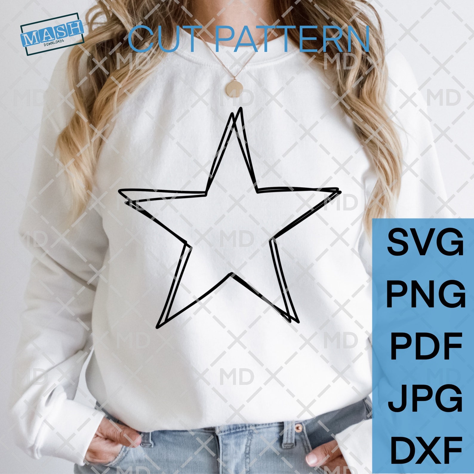 Scribble Star SVG, Hand Drawn Star, Cricut Cut Files, Multiple Outline ...