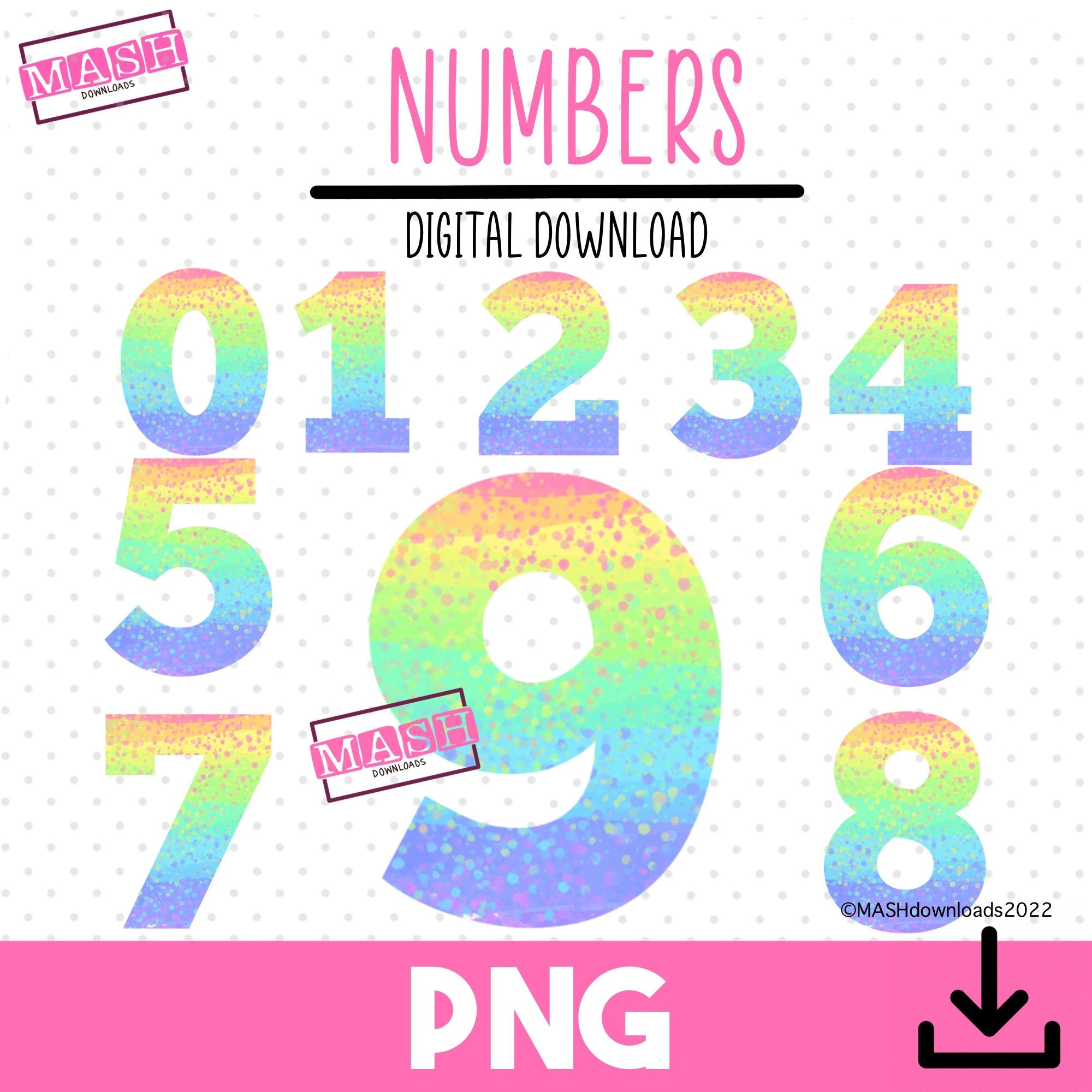 Pastel Rainbow Numbers Watercolor Clipart Instant Download - Etsy