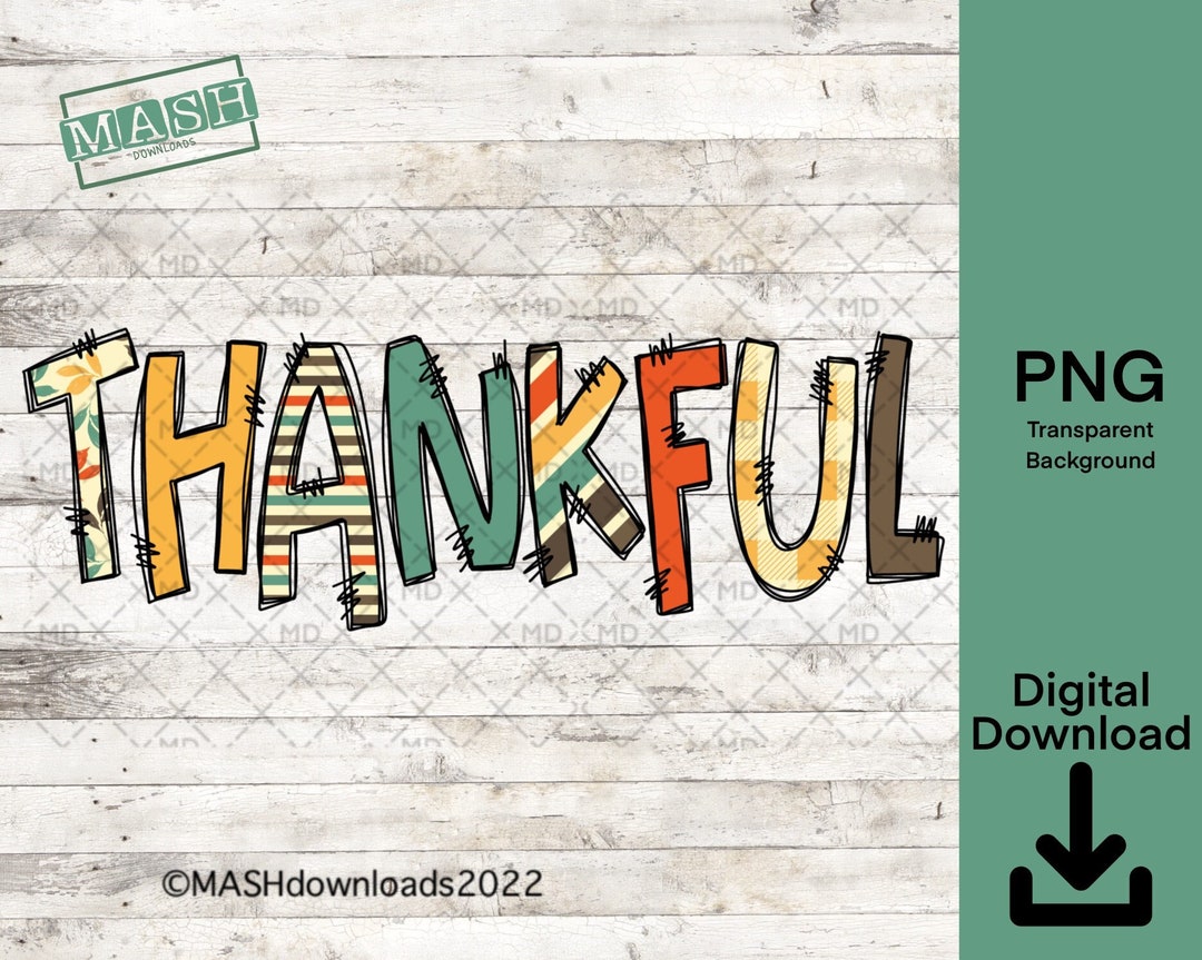 Thankful Png, Fall Stitched Letters, Png for Sublimation or Print, Fall ...