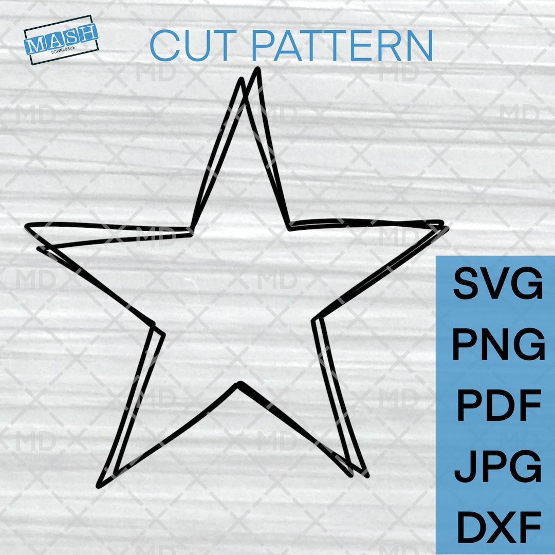 Scribble Star SVG, Hand Drawn Star, Cricut Cut Files, Multiple Outline, Silhouette, Png Jpeg Pdf ...
