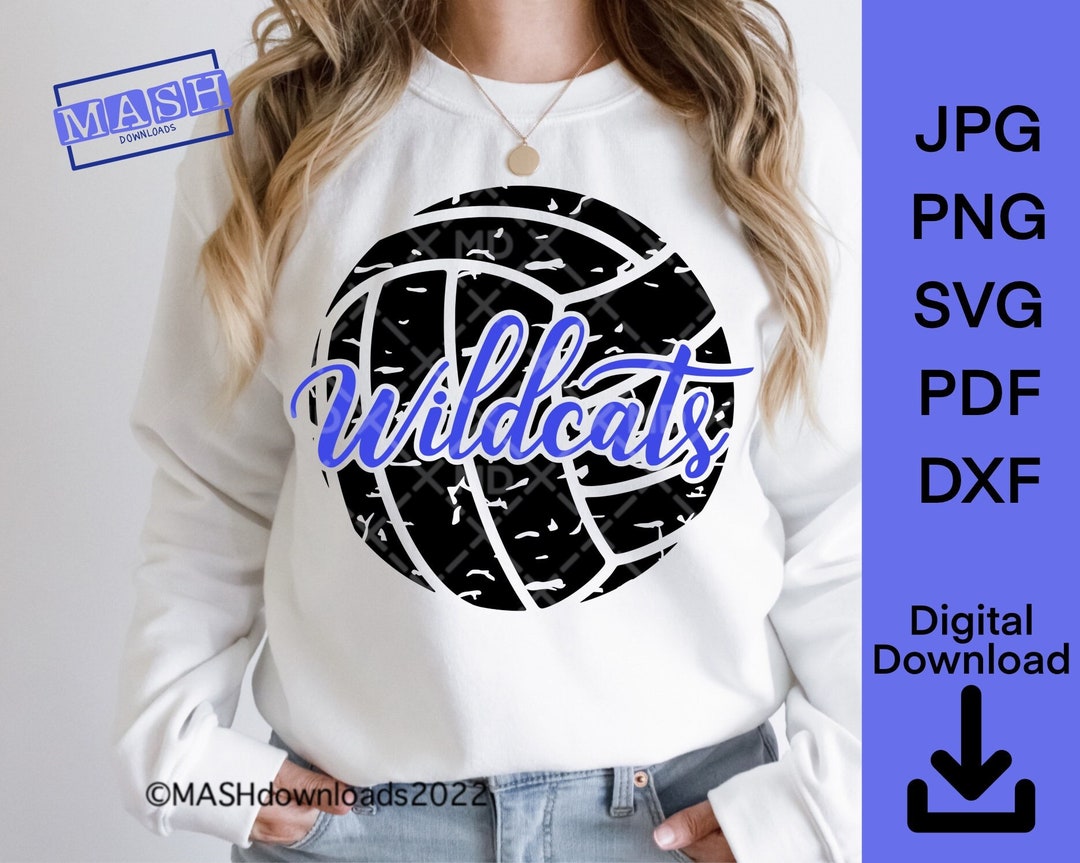 Wildcats Volleyball SVG Distressed School Spirit Grunge Design Pride ...