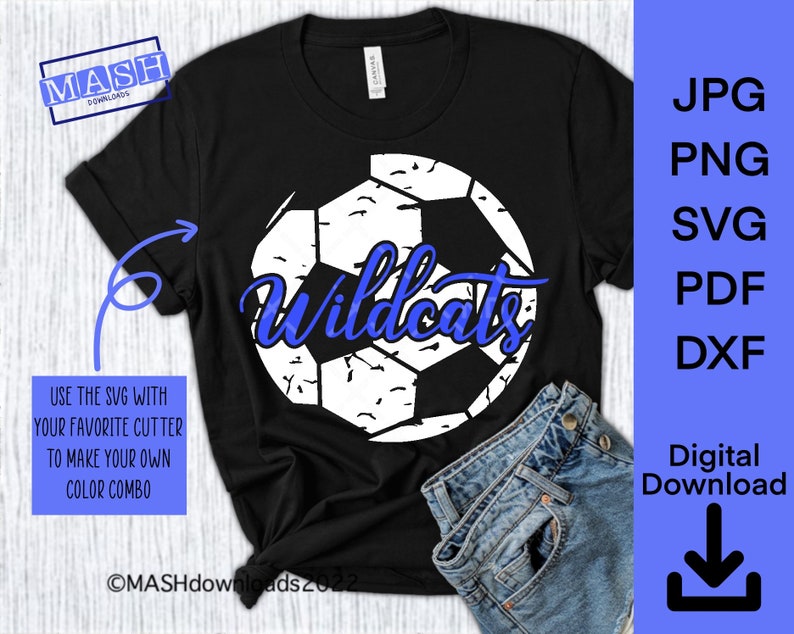 Wildcat Distressed Soccerball SVG, School Spirit Png, Grunge Tshirt ...