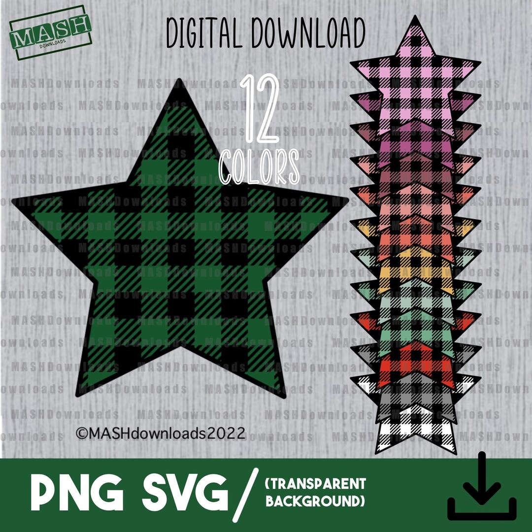 Buffalo Check Stars Png, Star Bundle, SVG, Christmas Sublimation, Png ...