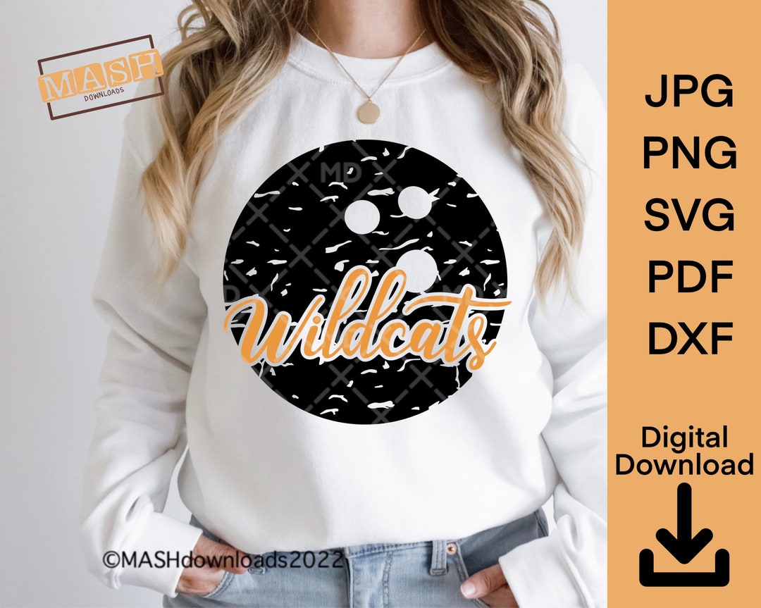 Wildcats Bowling SVG Distressed Tshirt Design School Spirit Png Grunge ...