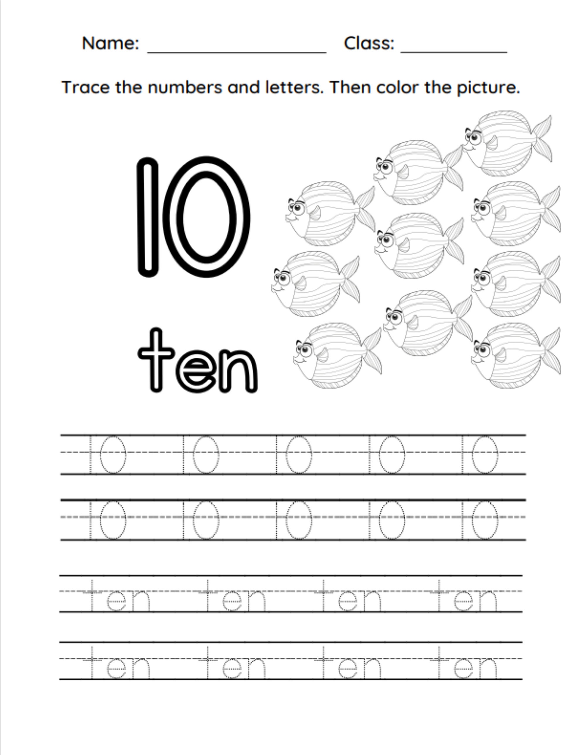11 Printable Trace the Numbers and Words 0-10 Math Worksheet. Preschool ...