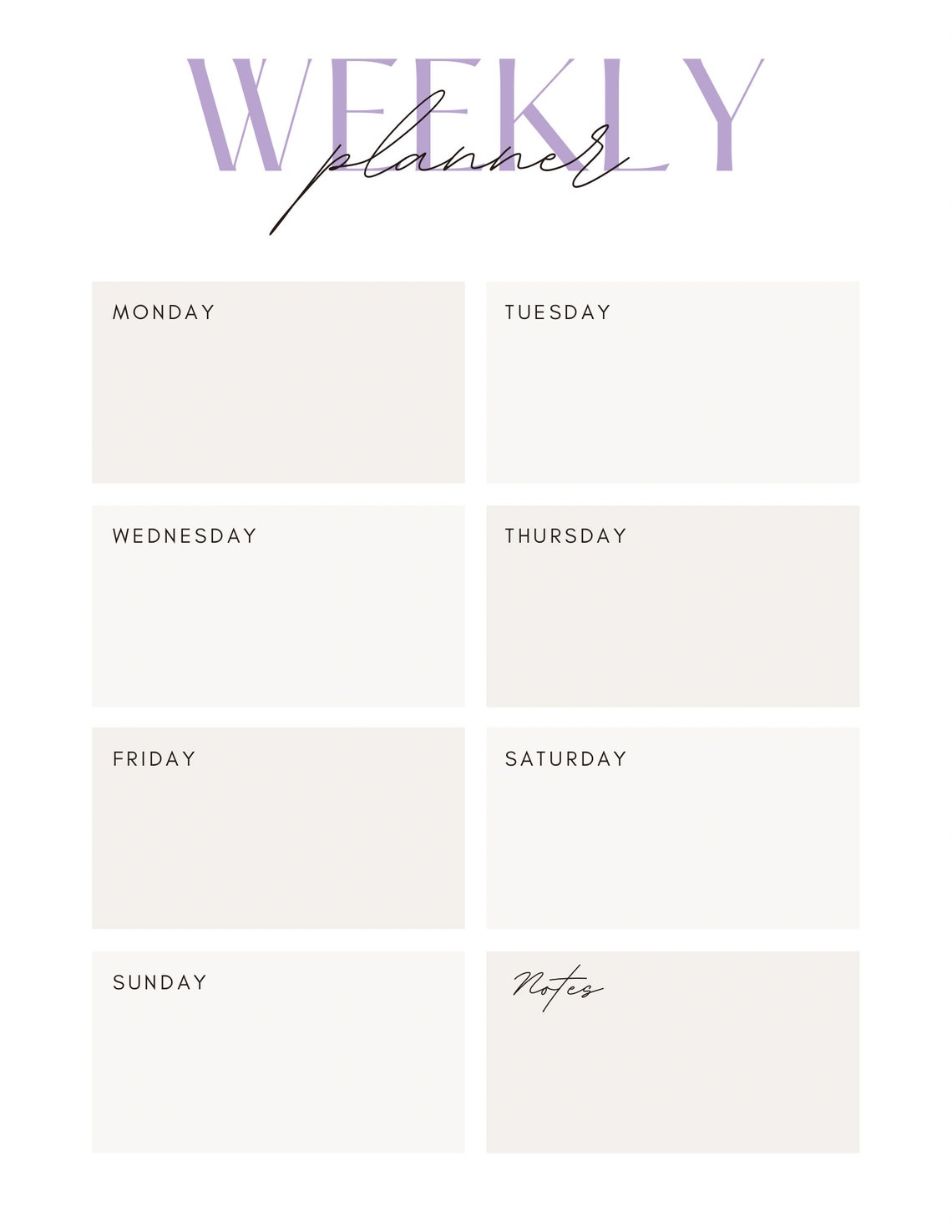 Weekly Planner Template Digital - Etsy