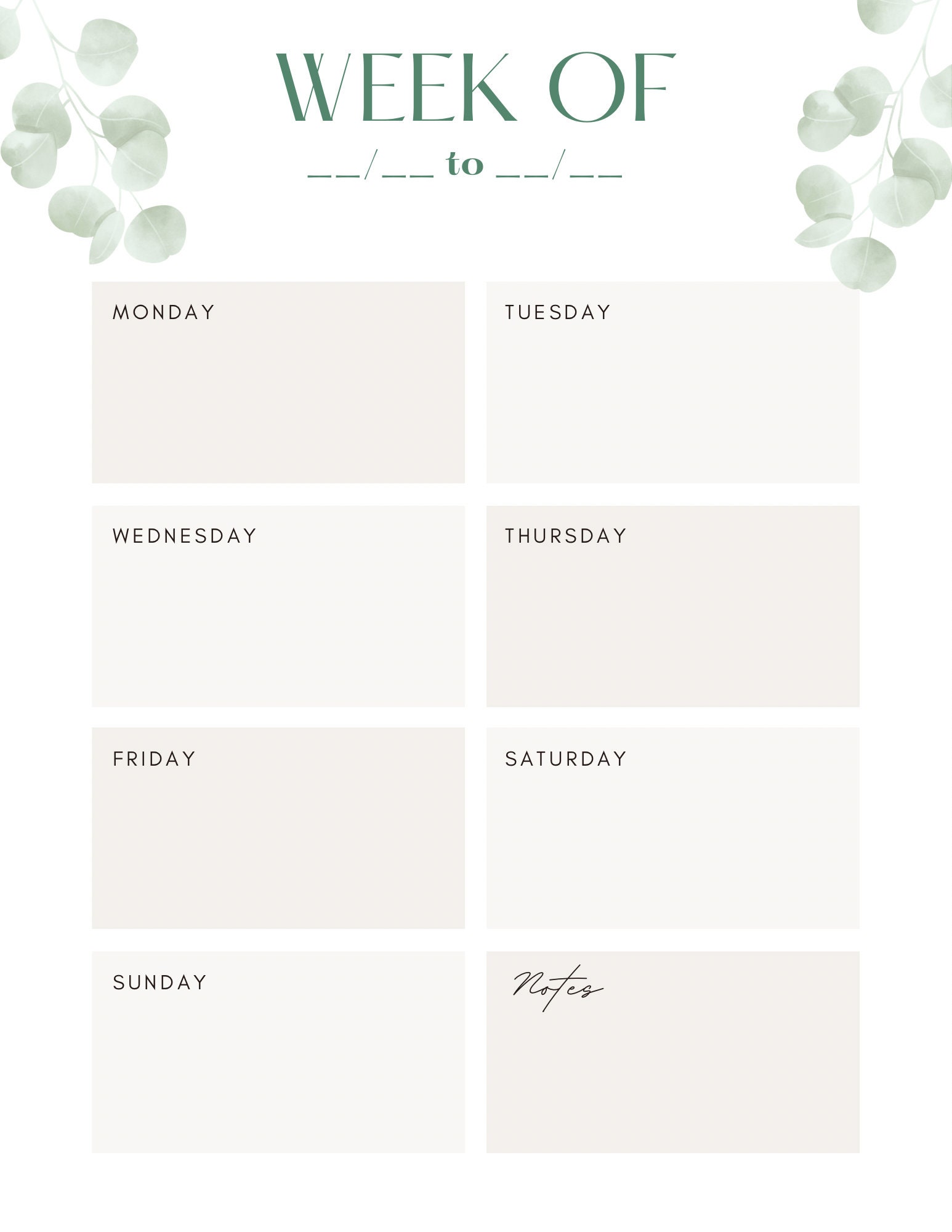 Weekly Planner Template Digital - Etsy
