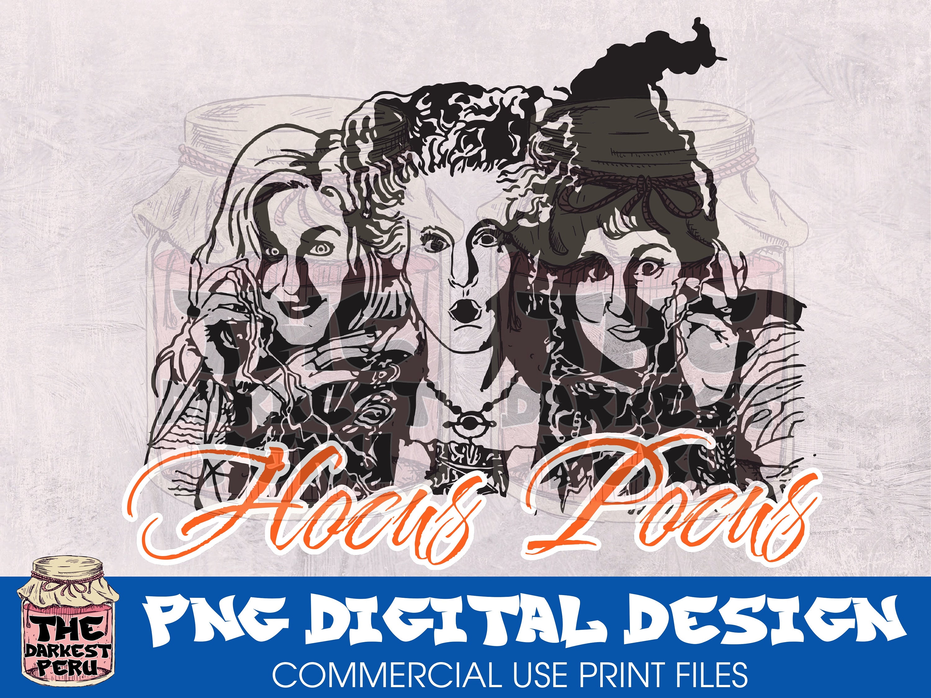 Hocus Pocus Line Art PNG Halloween Black and White for - Etsy