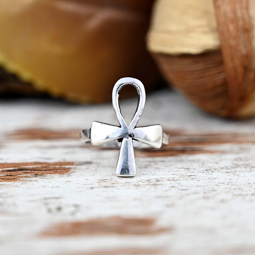 Gold Ankh Ring, Egyptian Ankh Cross Ring, Key of Life Ring, Design ...