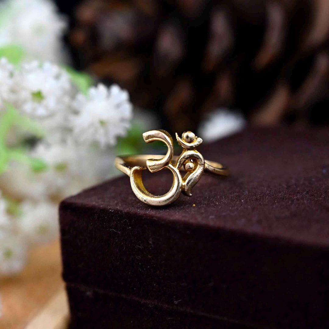 Solid Gold Om Ring, Yoga Ring, Ohm Jewelry, Yogini Ring, Spiritual ...
