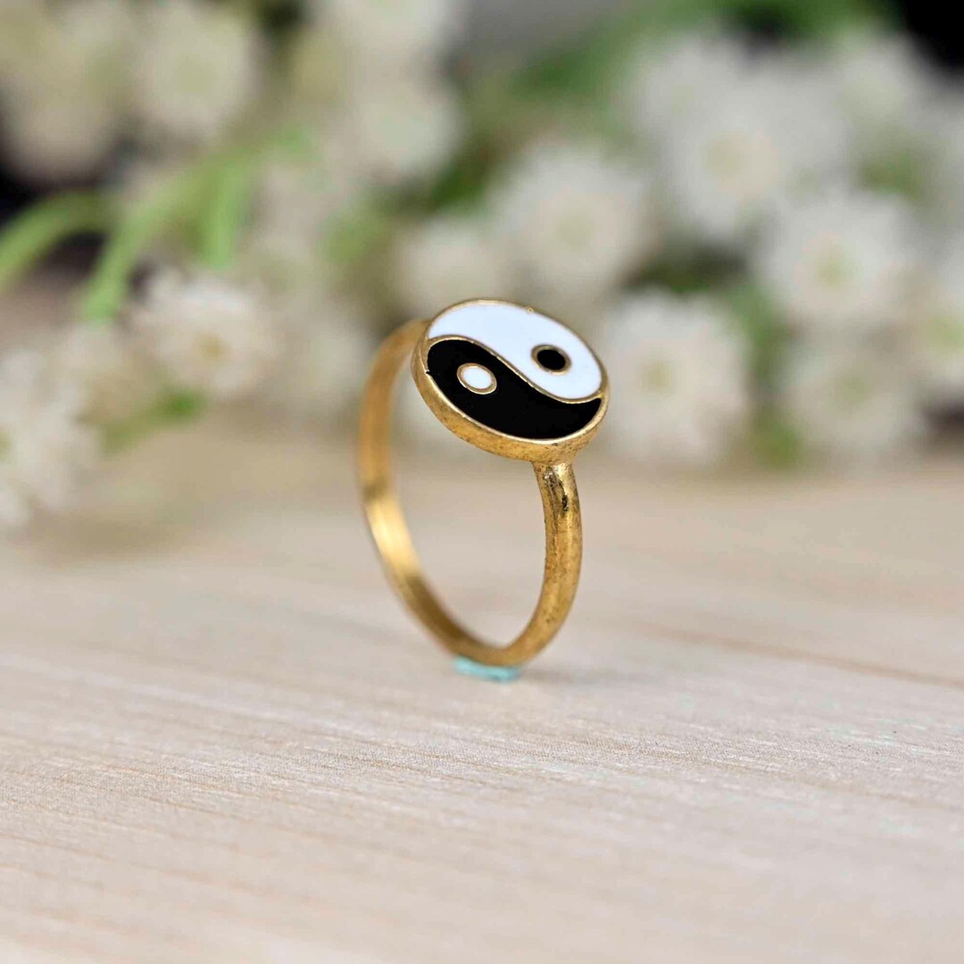 Yin Yang Signet Ring: Brass Boho Jewelry - Etsy