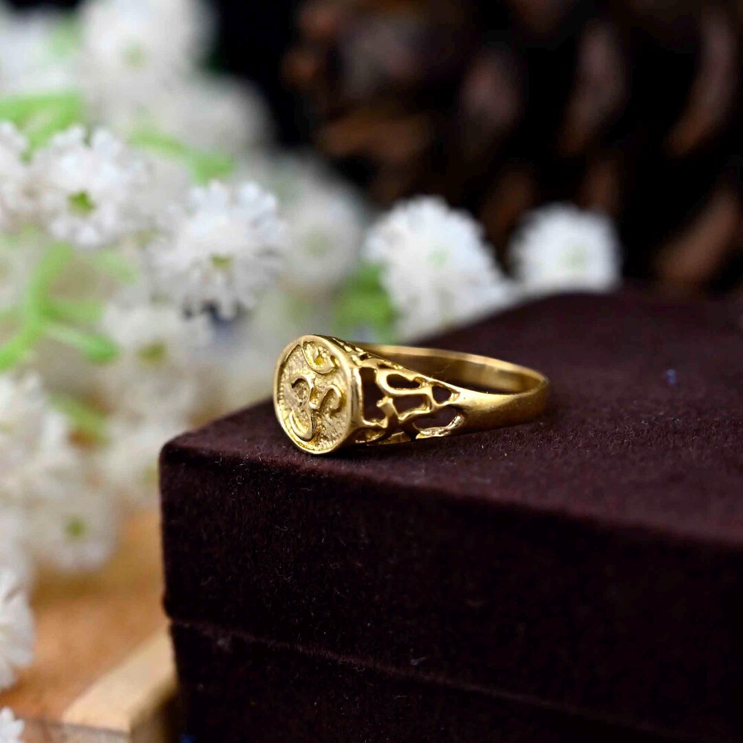 Brass Om Design Ring, Hindu Jewelry - Etsy