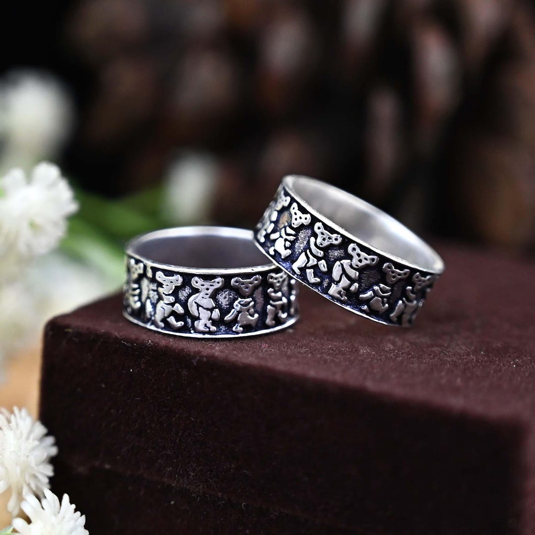 Sterling Silver Dancing Teddy Bear Ring - Thumb Band - Etsy