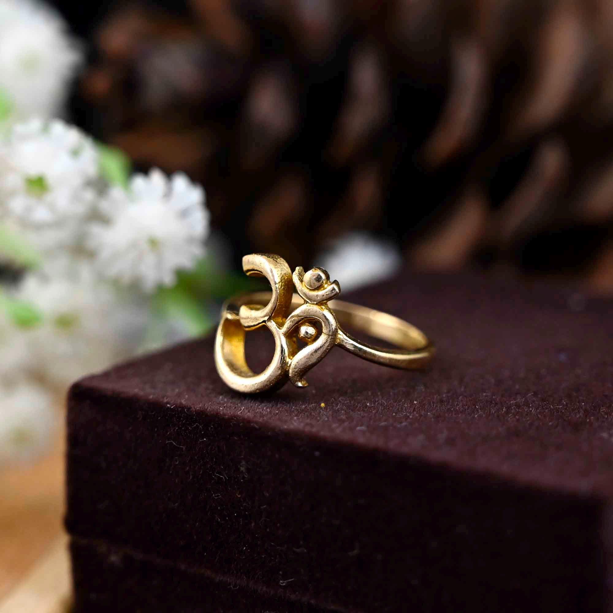 Solid Gold Om Ring: Minimalist Yoga Jewelry - Etsy