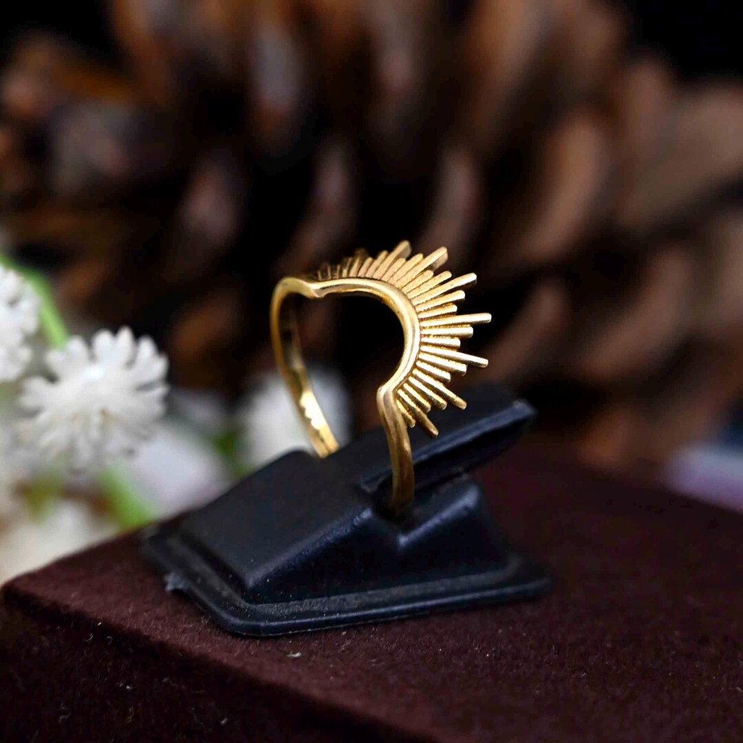 Sun Ring, SYMBOL of Bright,sun Ring, Rising Sun Ring, Gold Dainty Ring ...
