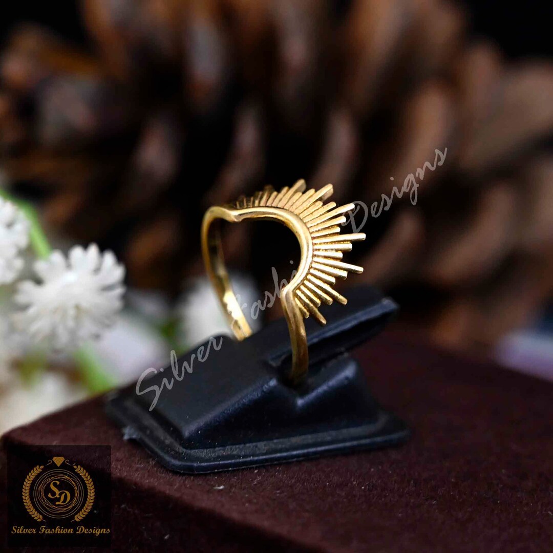 Sun Ring, SYMBOL of Bright,sun Ring, Rising Sun Ring, Gold Dainty Ring ...