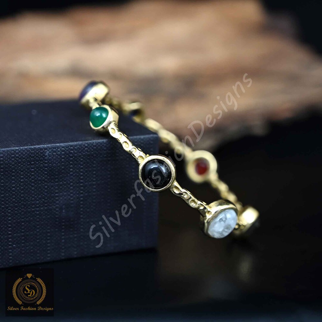 Customized Size 18kt Gold Filled Bangles, Gemstone Stackable Bangle for ...