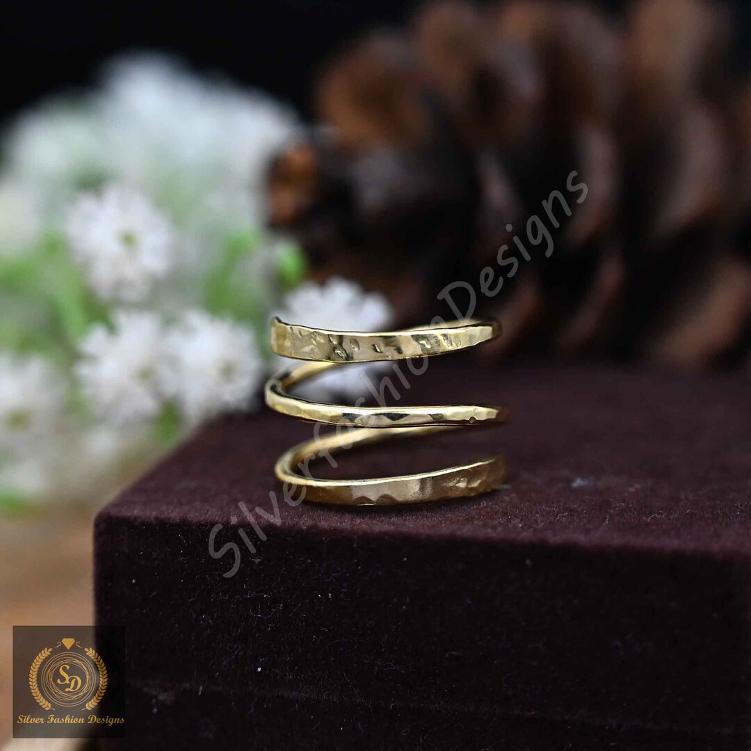 Thumb Ring, Gold Thumb Ring, Coil, Bypass, Adjustable, Wrap Around ...