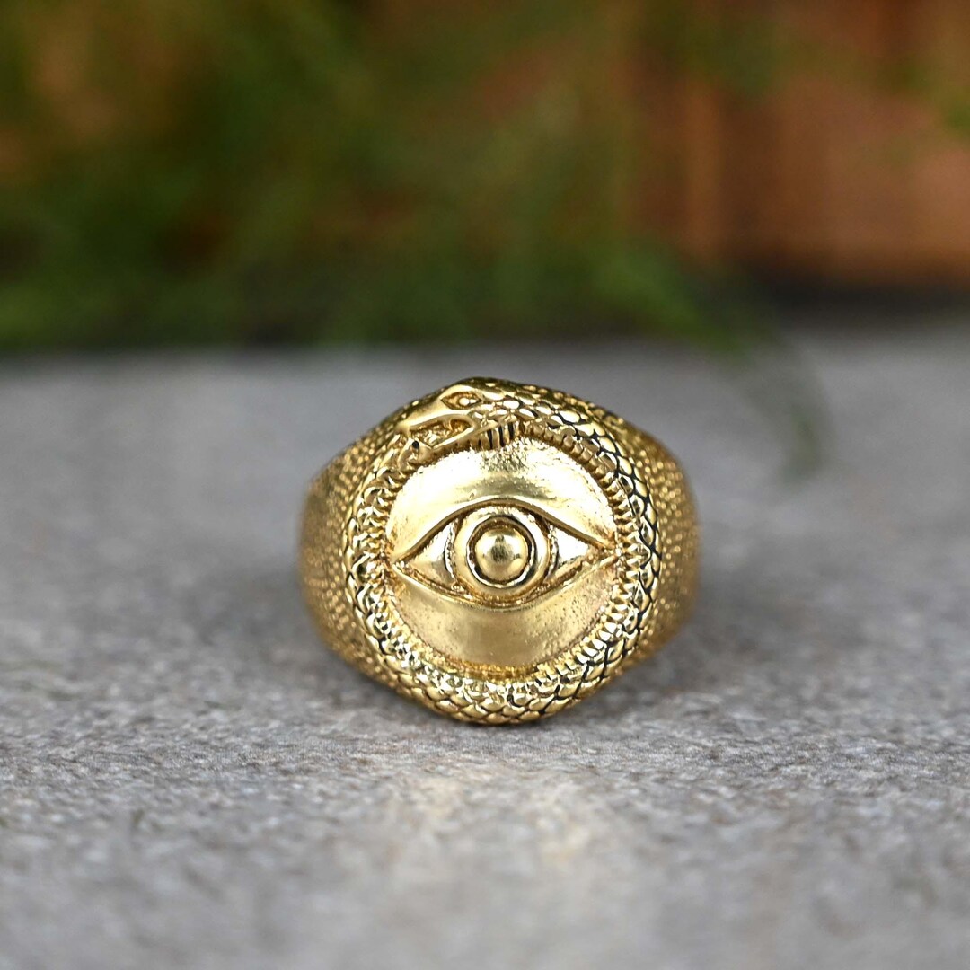 Gold Ouroboros Ring: All Seeing Eye Snake Talisman - Etsy