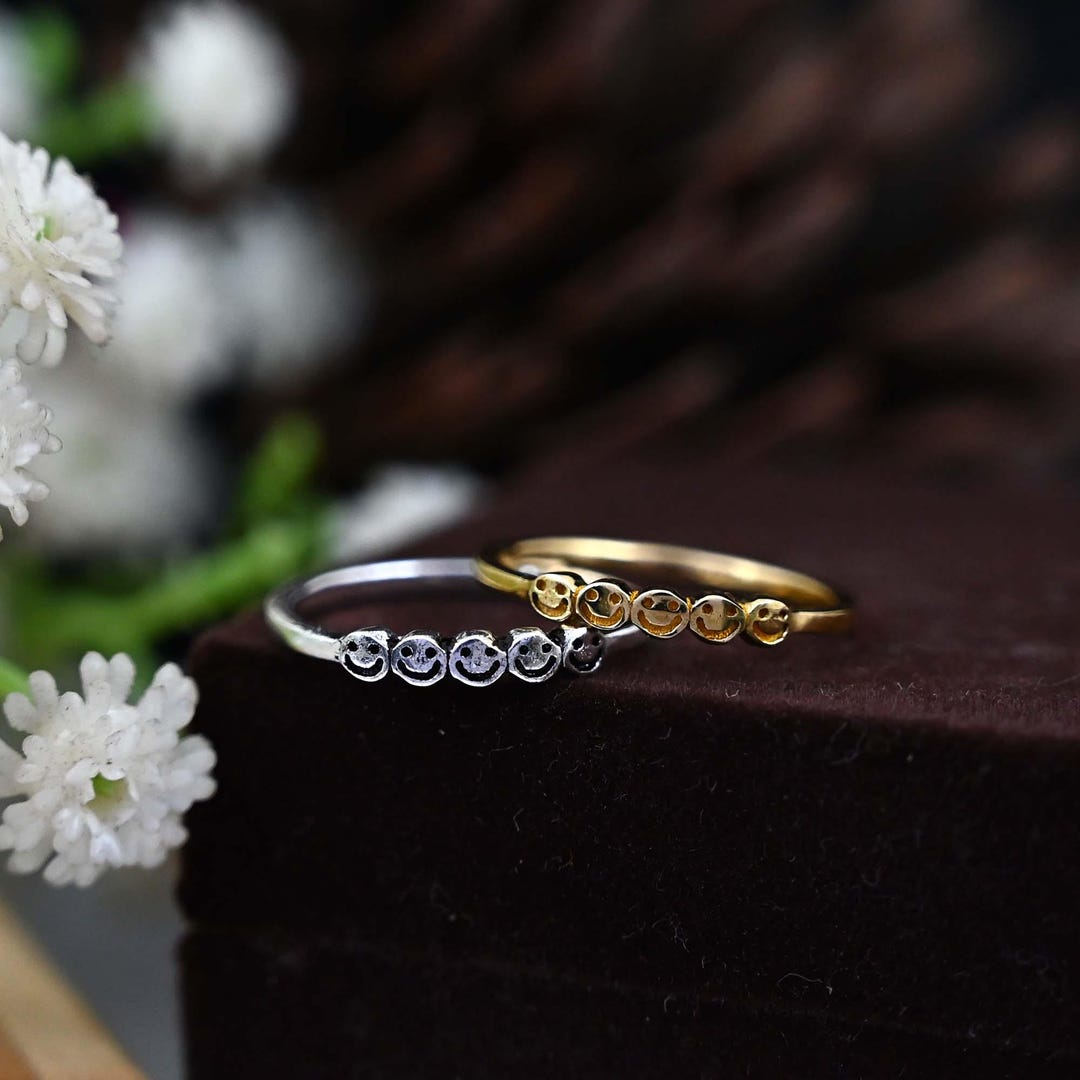 Gold Smiley Face Ring: Brass Emoji Jewelry - Etsy
