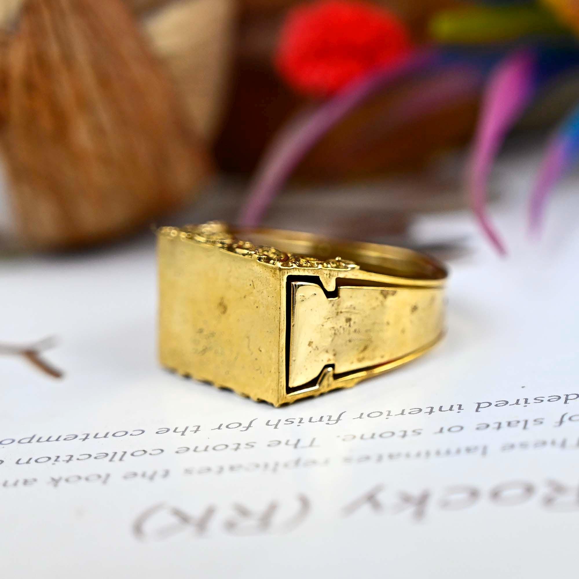 Secret Compartment Ring: Brass Pill Box, Handmade Message Ring Signet ...