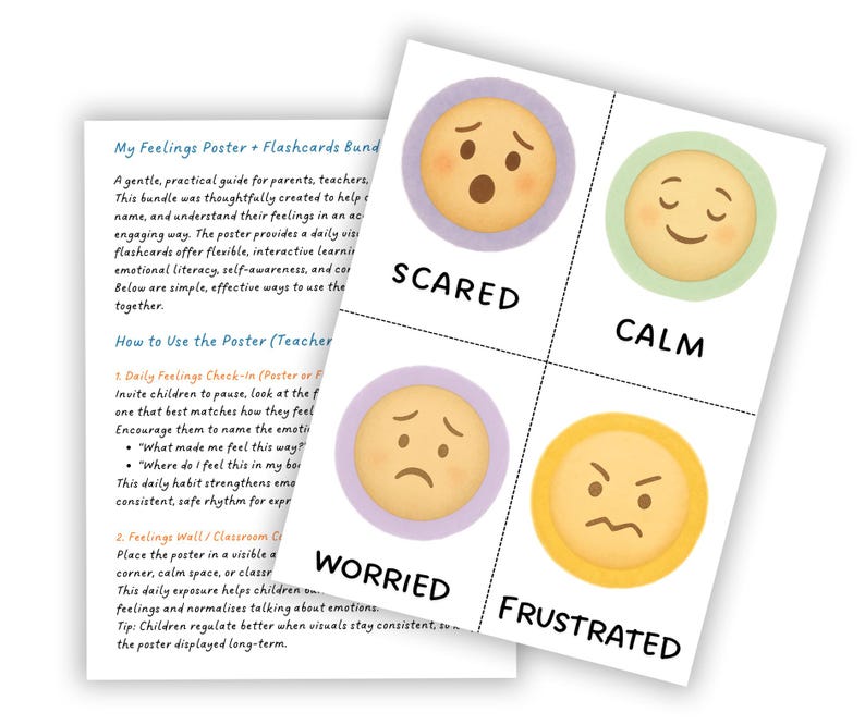 Feelings Emoji Poster & Flashcards | Children's Emotional Learning ...