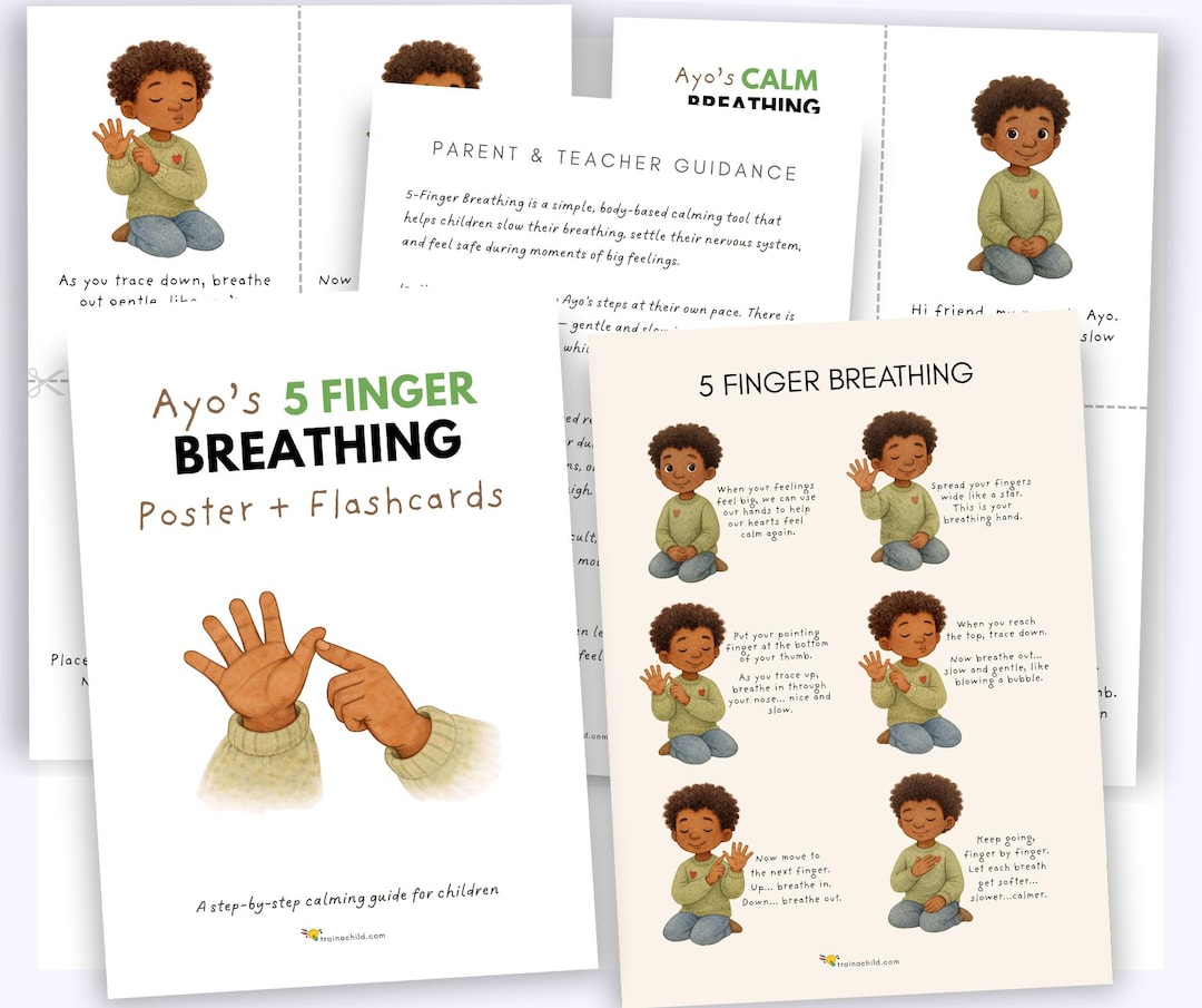 5 Finger Breathing Poster & Cards for Kids | Calm Down Toolkit ...