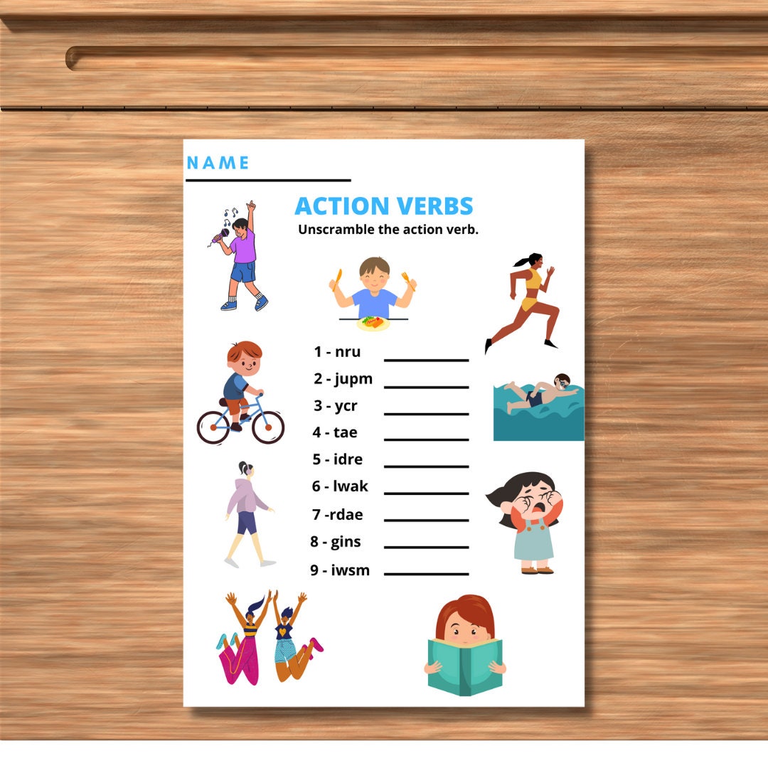 Action Verbs Worksheet For Kids
