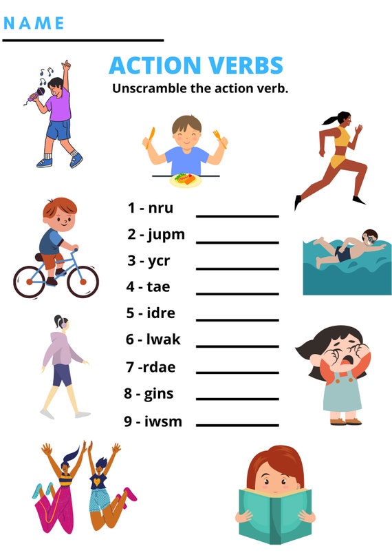 Action Verb List For Kids