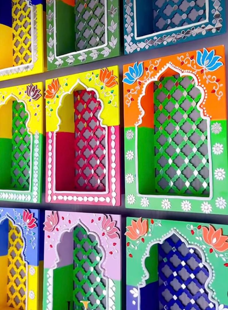 Hand Painted Jali Jharokha Wall Decor, Mughal Style Lippan Art - Etsy