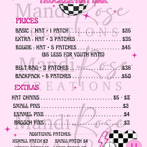Trucker Hat Bar - Editable Price List - Etsy