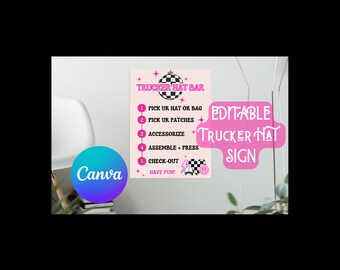 Trucker Hat Bar Editable Event Sign - Etsy
