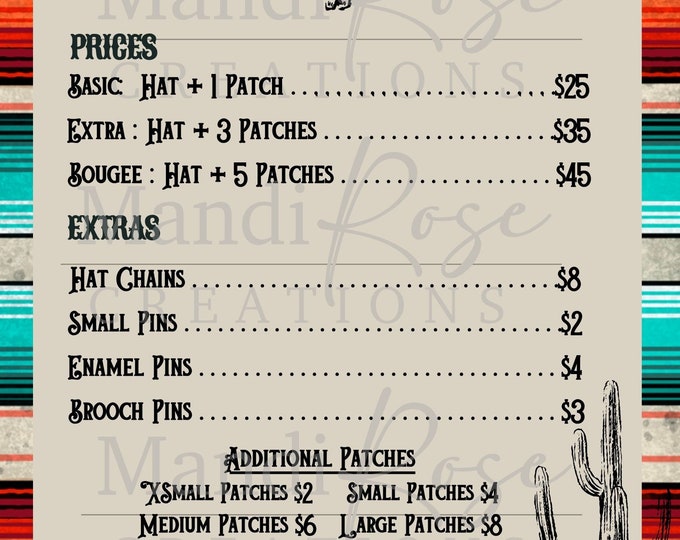 Trucker Hat Bar - Editable Price List - Etsy Canada