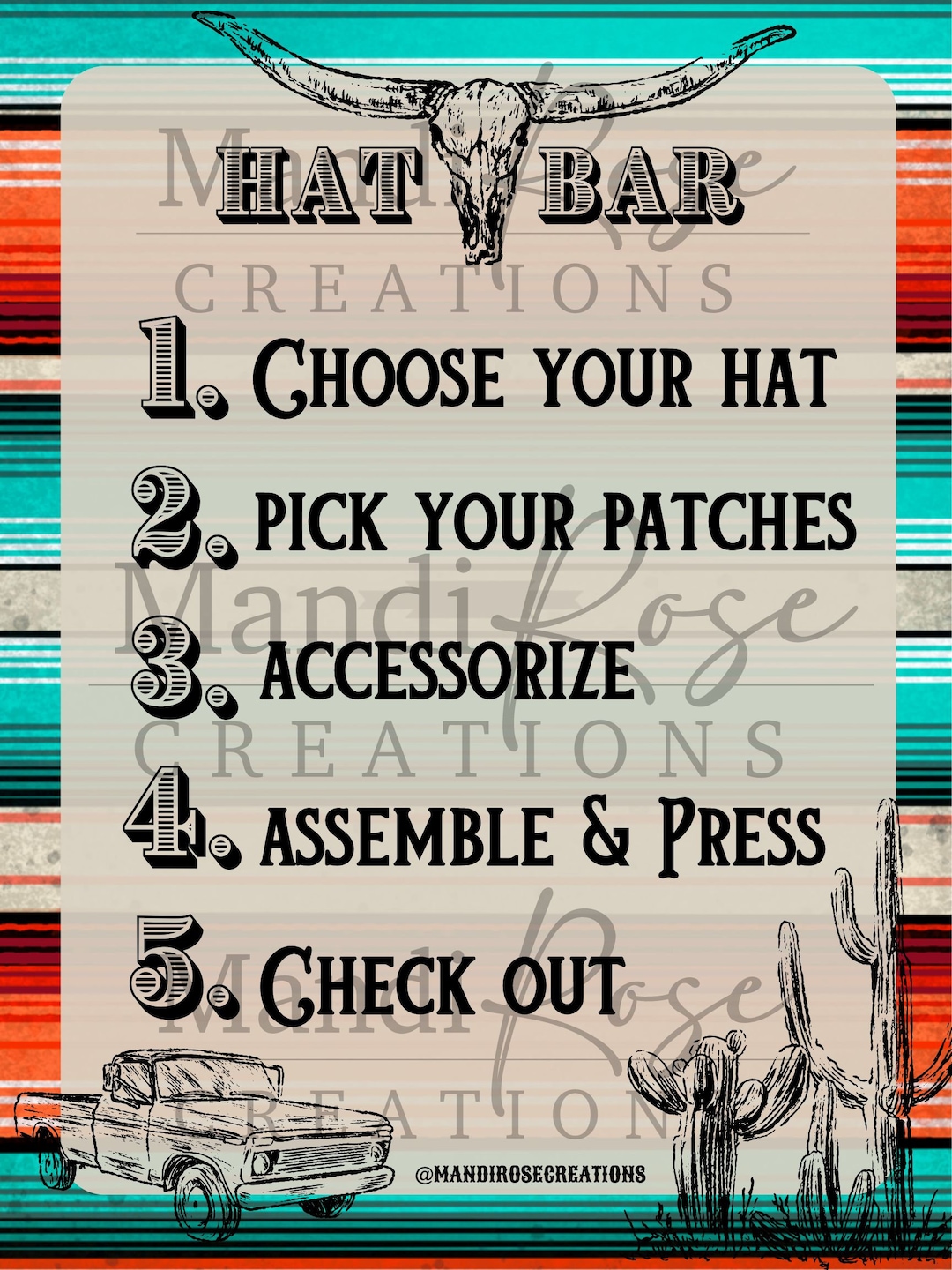 Western Theme Trucker Hat Bar - Editable Event Instructions - Etsy