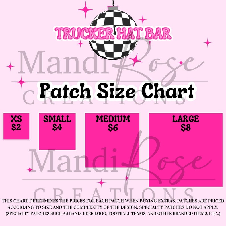 Trucker Hat Bar - Editable Size Chart for Patches - Etsy