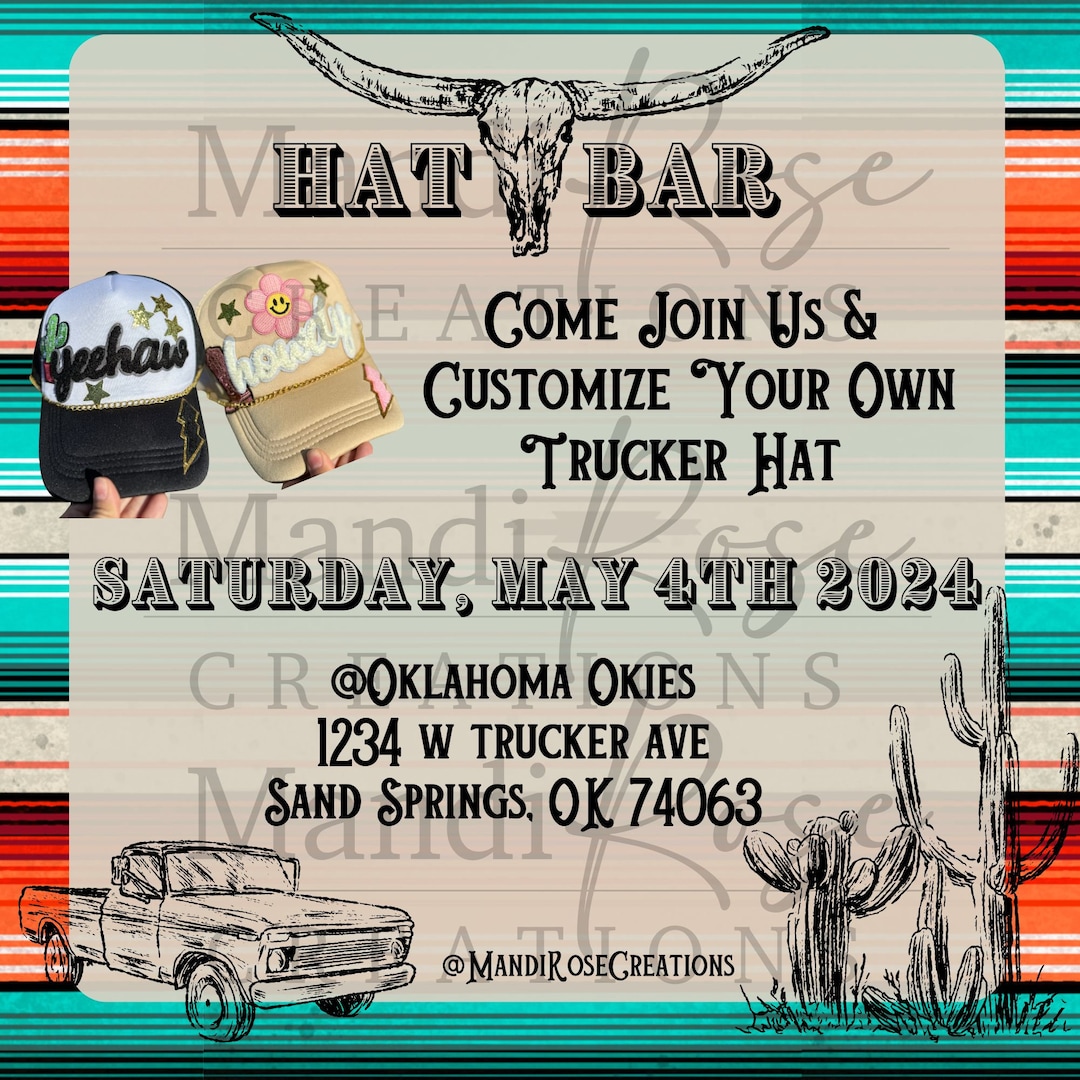 Western Theme Trucker Hat Bar - Editable Event - Etsy