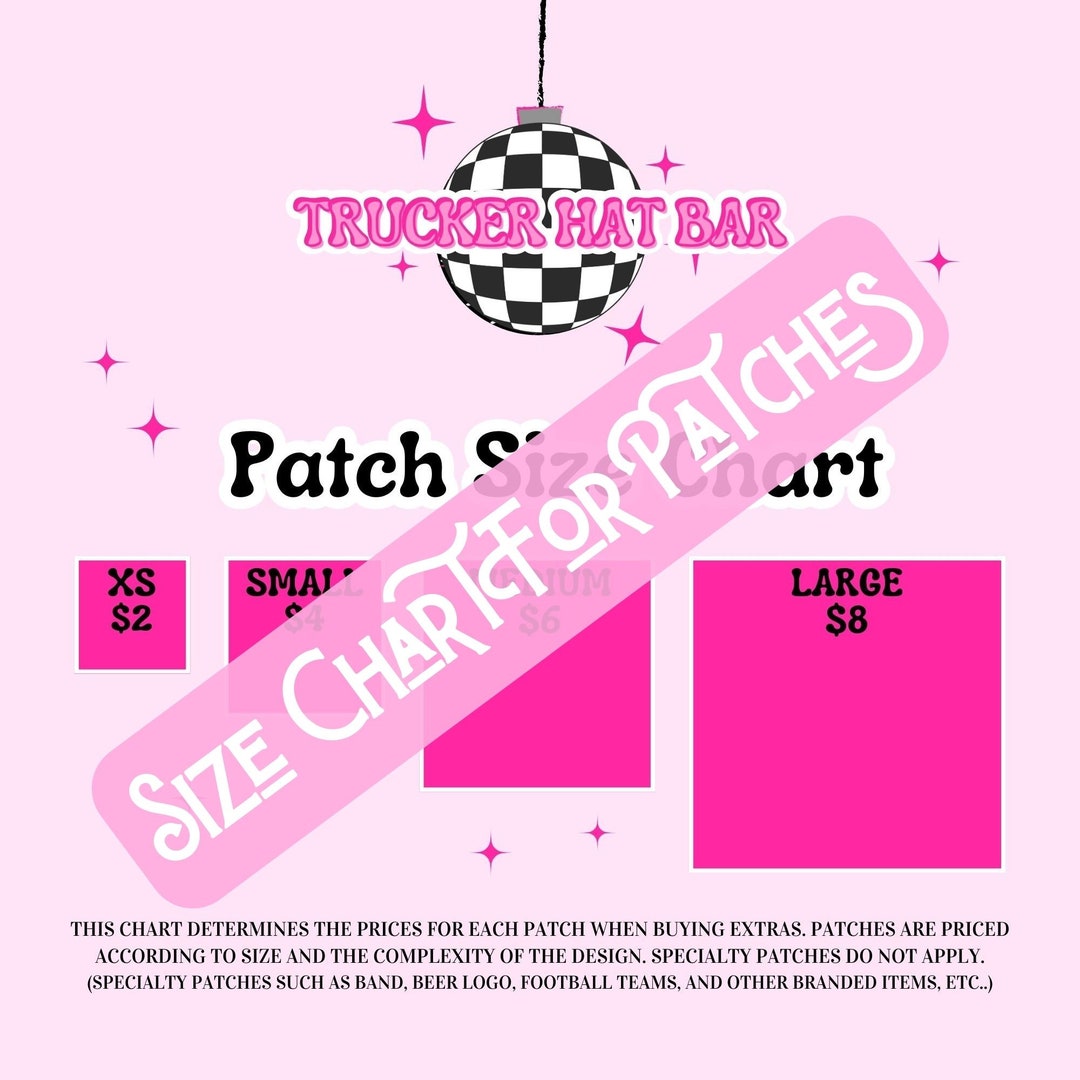 Trucker Hat Bar - Editable Size Chart for Patches - Etsy