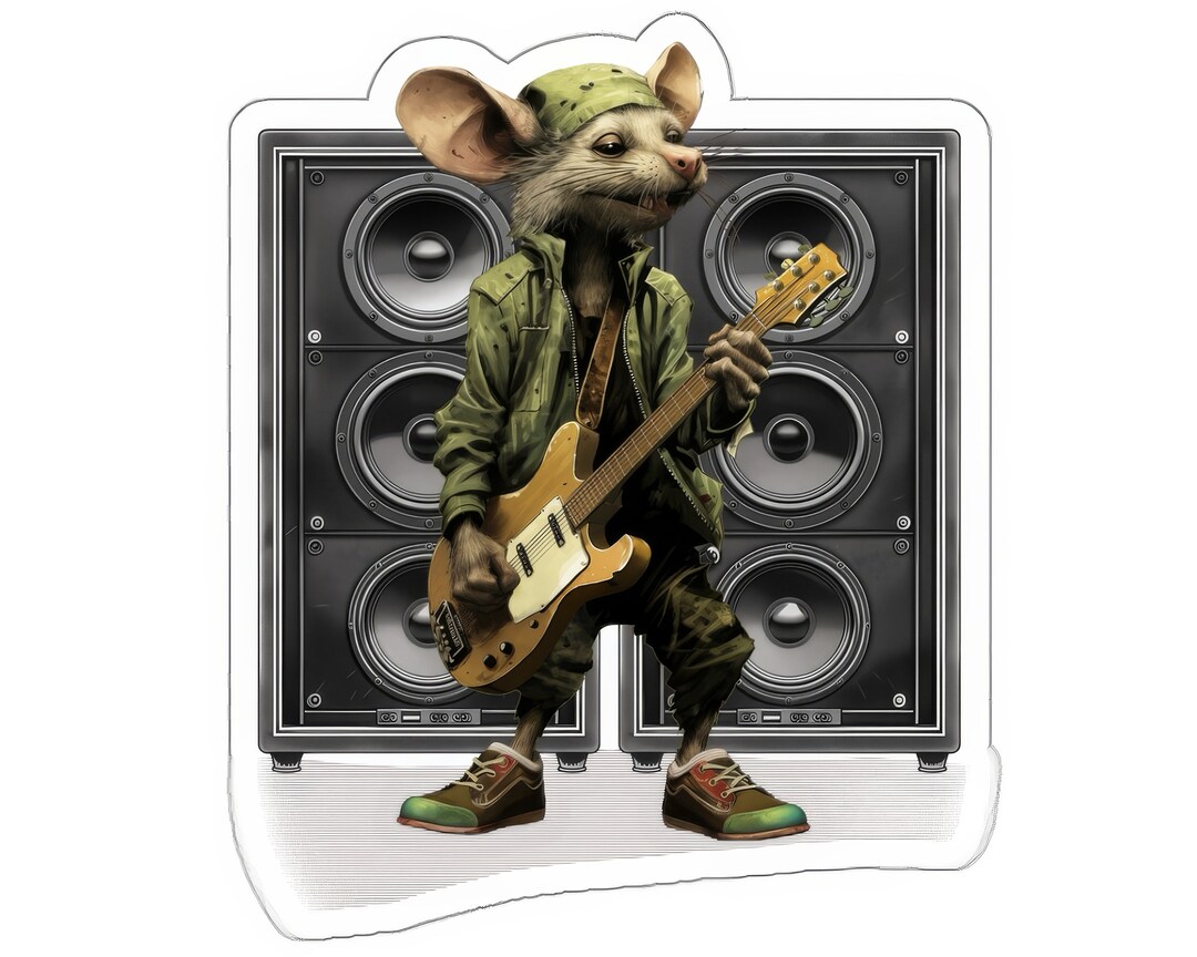 Guitar Player Sticker Musicians Sticker Funny Guitar Graphic Rat ...