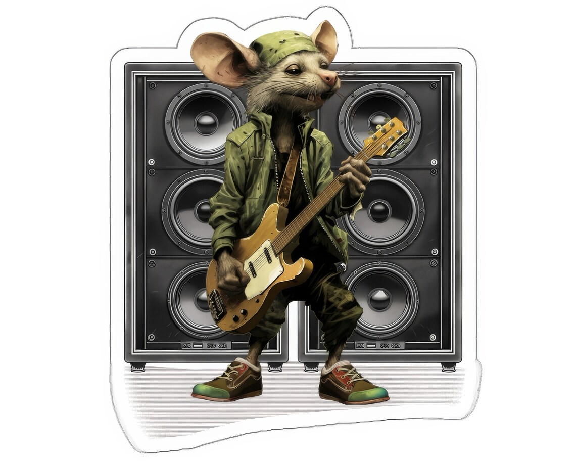 Guitar Player Sticker Musicians Sticker Funny Guitar Graphic Rat ...