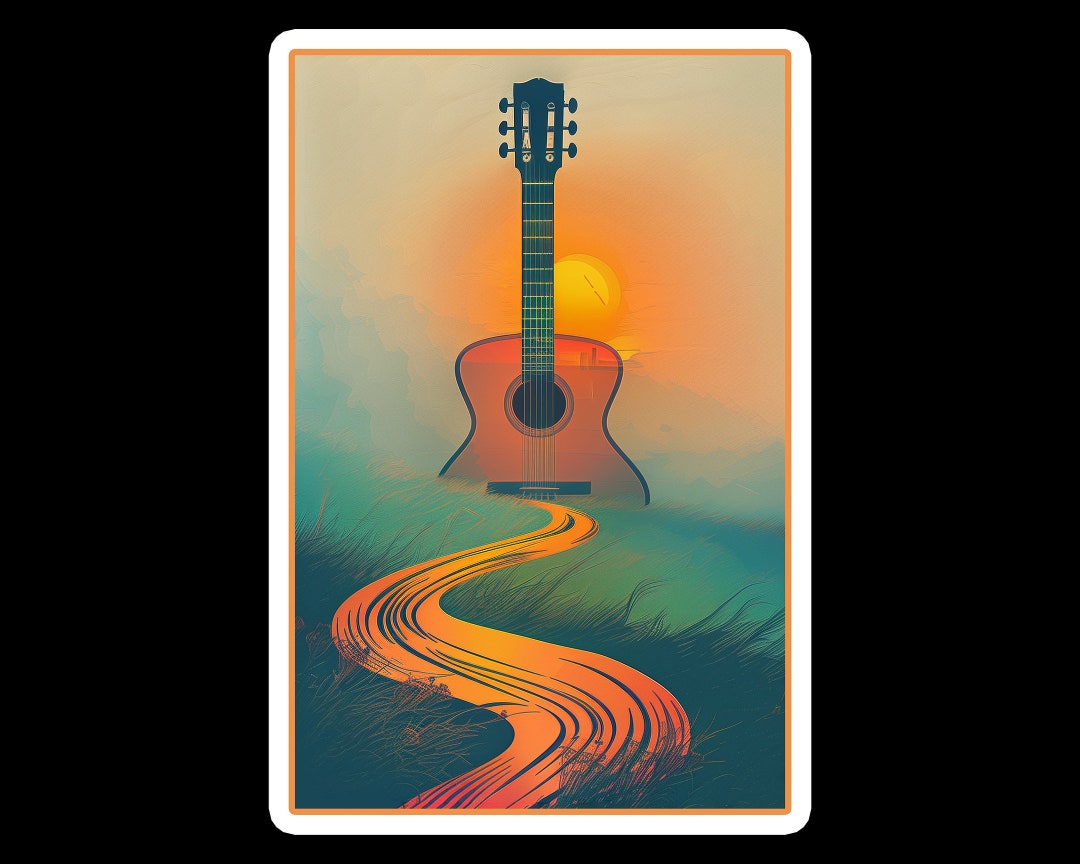 Acoustic Guitar Sticker | Guitar Player Sticker | Musician Sticker ...