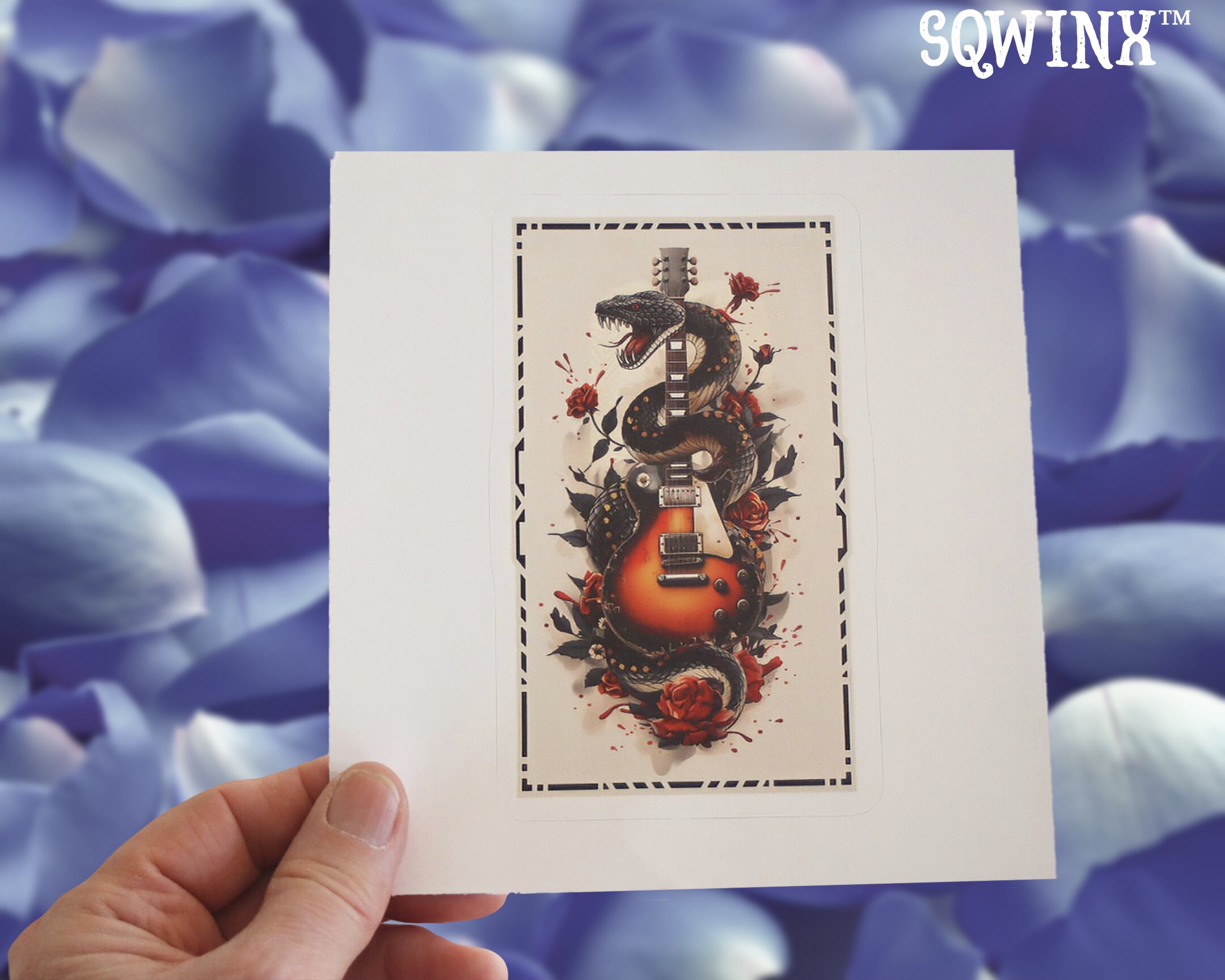 Guitar Player Sticker Musicians Sticker Guitar With Snake Graphic Kiss ...