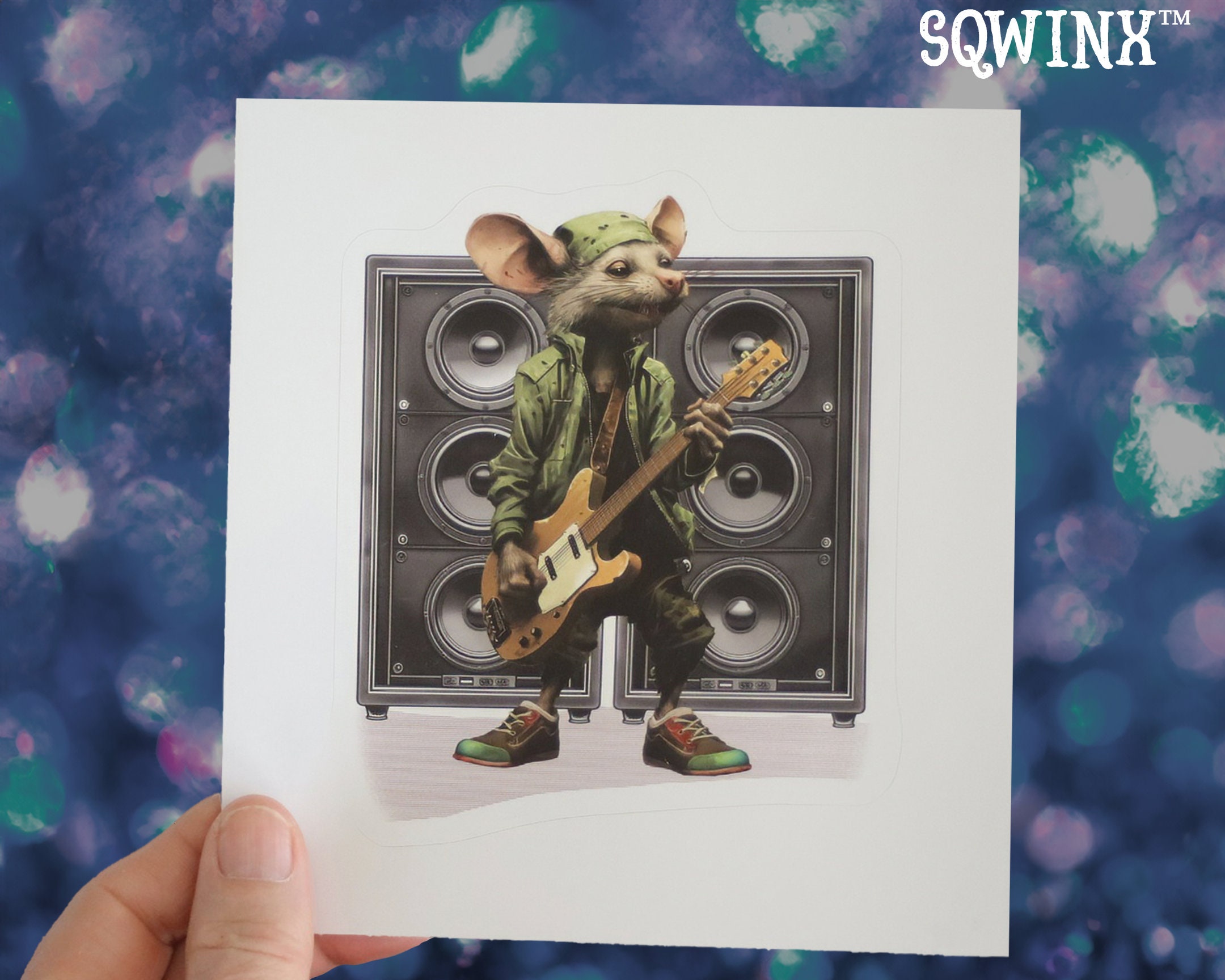 Guitar Player Sticker Musicians Sticker Funny Guitar Graphic Rat ...