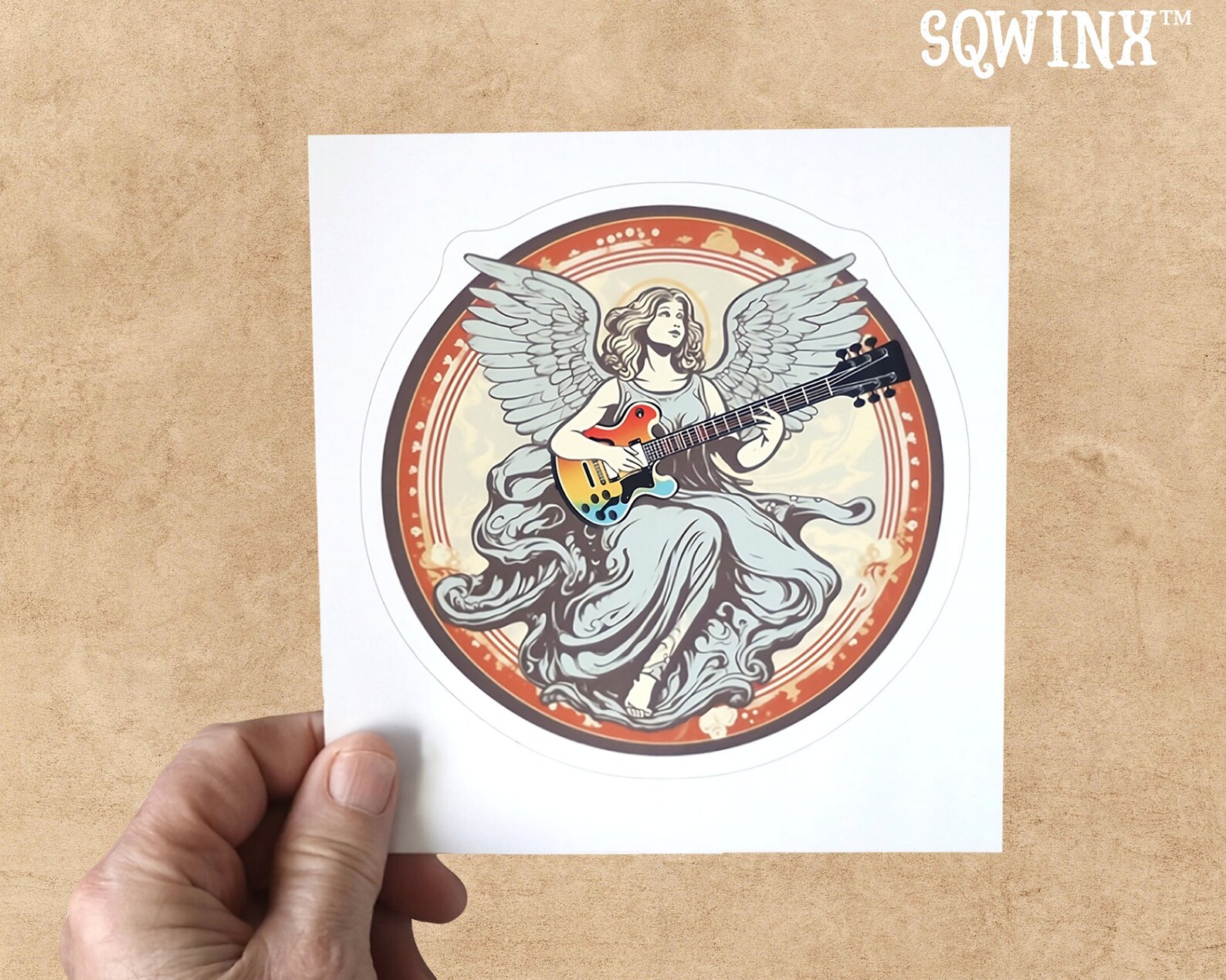 Angel Guitar Sticker: Vinyl Instrument Decal - Etsy